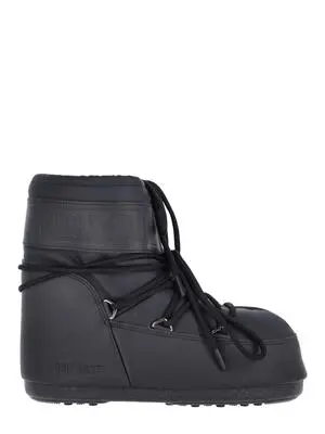 Moon Boot MOON BOOT Silver Glitter Lace-Up Snow Boots Black
