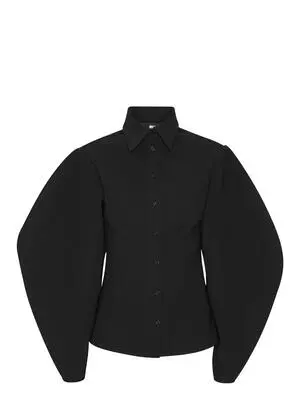 ROTATE BY BIRGER CHRISTENSEN ROTATE Chic Button-Up Top With Voluminous Sleeves Nero