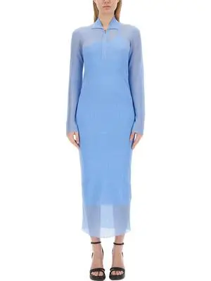Fendi Slim Fit Knit Midi Dress - Azure