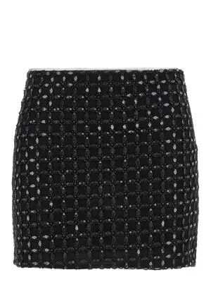 ROTATE BY BIRGER CHRISTENSEN Sequin Embroidered Mini Skirt - Nero
