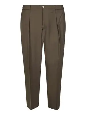 BRIGLIA Pleated Trousers In Technical Wool - Marrone