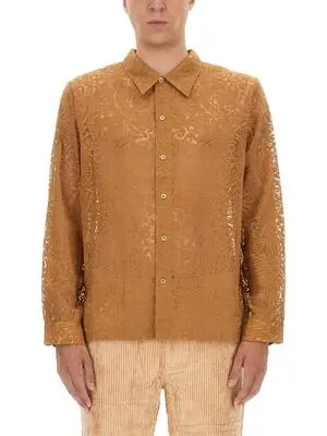 Séfr Maui Lace-detail Shirt - Brown