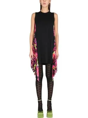 VERSACE VERSACE Floral Print Pleated Chiffon Dress