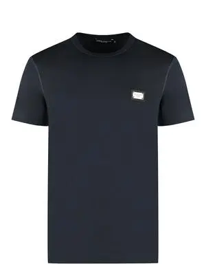 Dolce & Gabbana Cotton T-shirt With Branded Tag - Blue