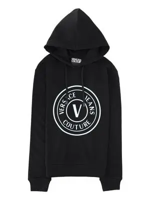 Versace Logo Embellished Hooded Sweatshirt - Black