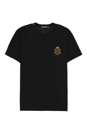 Dolce & Gabbana Cotton T-shirt With Heraldic Patch - Black