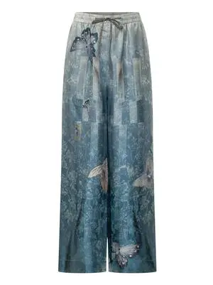 PIERRE-LOUIS MASCIA Wide-leg Printed Trousers - Blu