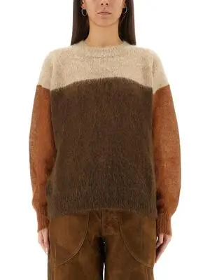 MARANT ETOILE MARANT ÉTOILE Color-Block Fuzzy Crewneck Sweater