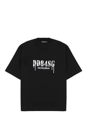 Dolce & Gabbana Stylish T-shirt With Unique Stamp Logo - Black