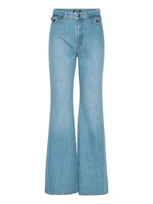 ROTATE BY BIRGER CHRISTENSEN High Waist Flare Jeans With Belt Loops - Blu