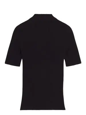 MAISON KITSUNÉ MAISON KITSUNÉ Ribbed Mock Neck Short-Sleeve Sweater