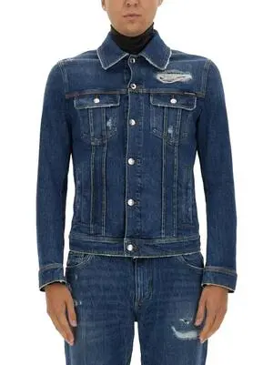 Dolce & Gabbana Jacket With Distressed Details - Denim