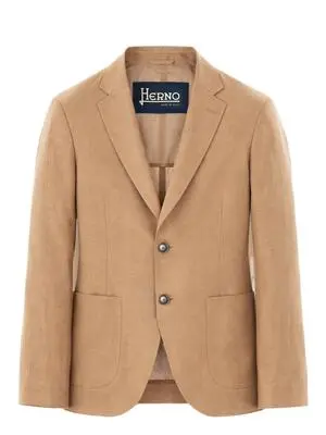 Herno Blazer In Cotton Linen Popeline - Brown