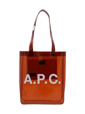 A.p.c. Transparent Tote Bag With Logo - Brown