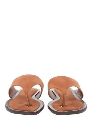 Ash Suede Flat Thong Sandals - Brown