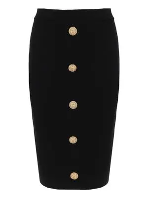Balmain Button Detailed Midi Skirt - Black