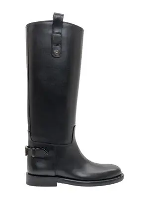 Burberry Alti Knee High Boots With Buckle Detail Fw25 - Black