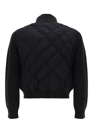Burberry Check-stitch Quilted Wool And Nylon Jacket - Black