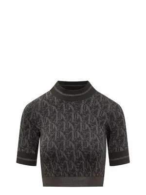 Palm Angels Monogram Knit Top - Black
