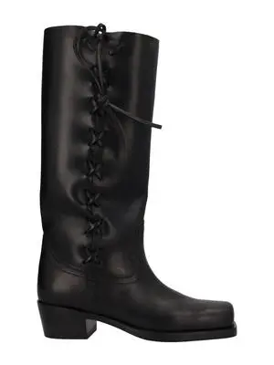 Paris Texas PARIS TEXAS Tall Lace-Up Leather Boots Black