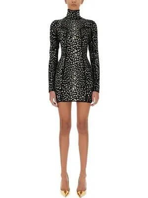 Roberto Cavalli Cheetah Print High Neck Mini Dress - Multicolour