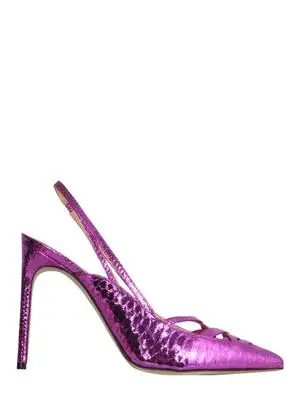GIANNICO Giannico Metallic Leather Slingback Pumps Fuchsia