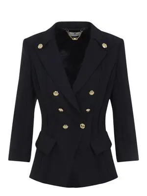 Elisabetta Franchi Double Breasted Tailored Jacket - Black