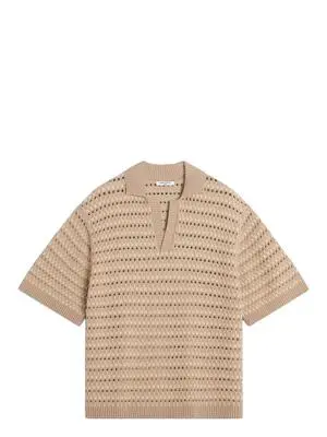Maison Kitsuné Knit Polo Shirt Basket Weave Design - Flatwhite