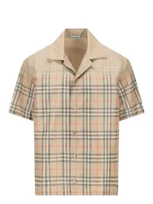 Burberry Short Sleeve Button-down Shirt Size - Beige