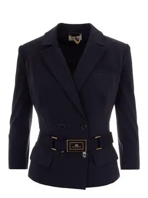 Elisabetta Franchi Belted Double Breasted Jacket - Nero
