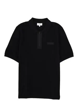 Maison Kitsuné Short Sleeve Zip Polo Shirt - Black