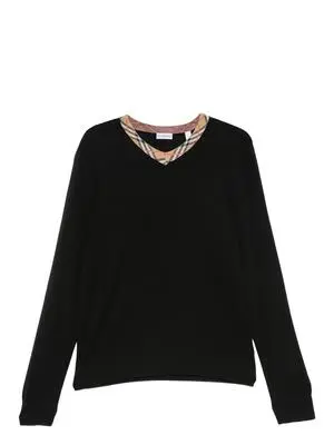 BURBERRY Burberry Men's Merino Wool V-Neck Trim Sweater
