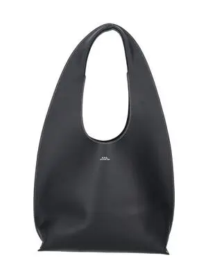 A.p.c. Leather Hobo Tote Bag - Black