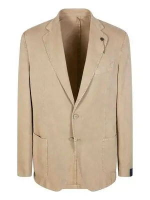 SANTANIELLO Pin Detail Single Breasted Blazer - Beige