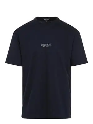 Giorgio Armani Classic Cotton T-shirt For Ss26 Collection - Blue