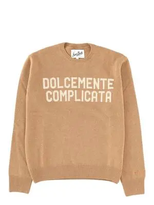 MC2 SAINT BARTH Ribbed Crew Neck Cashmere Blend Sweater - Beige