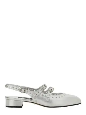 CAREL Mary Jane Slingback "queen" In Metallic Leather - Silver