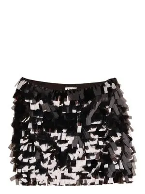 Staud Sequin Fringe Mini Skirt - Brown