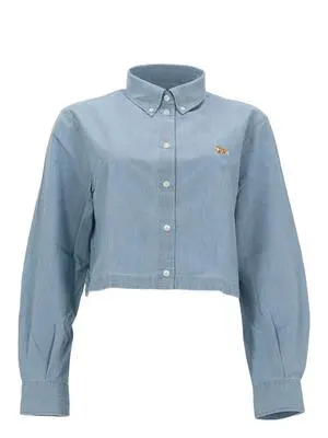 Maison Kitsuné Embroidered Cotton Shirt - Denim
