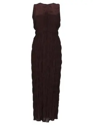 Staud Sleeveless Pleated Maxi Dress - Brown