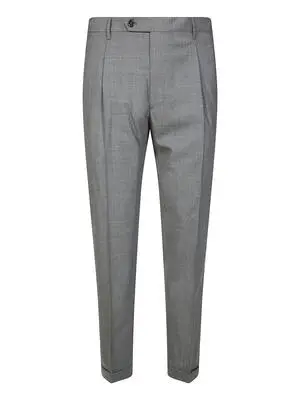 BERWICH Relaxed Fit Cotton Blend Trousers - Grigio