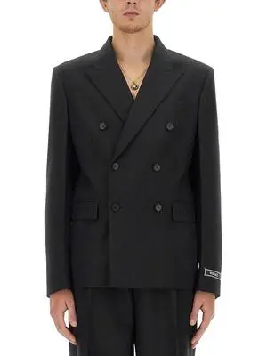 Versace Double-breasted Wool Blazer - Black