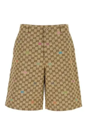 Gucci Multicolor Fil Coupé Bermuda Shorts - Beige