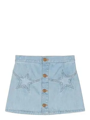 Versace Embroidered Denim Skirt - Blue