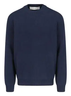 GOLDEN GOOSE Ribbed Cotton Blend Crewneck Sweater - Blue