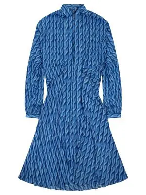 Balenciaga Textured Long Sleeve Midi Dress - Blue