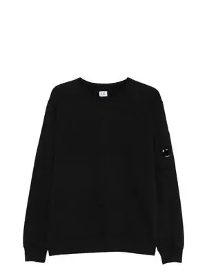 C.P. COMPANY Light Fleece Crewneck Sweatshirt With Zip Pocket And Lens - Black