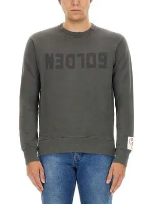 GOLDEN GOOSE Crewneck Sweatshirt With Distressed Logo - Grey