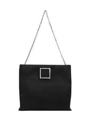 ROGER VIVIER Trompette Strass Soft Satin Clutch - Black