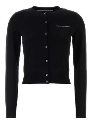 Alexander Wang Cropped Logo Button-front Cardigan - Black